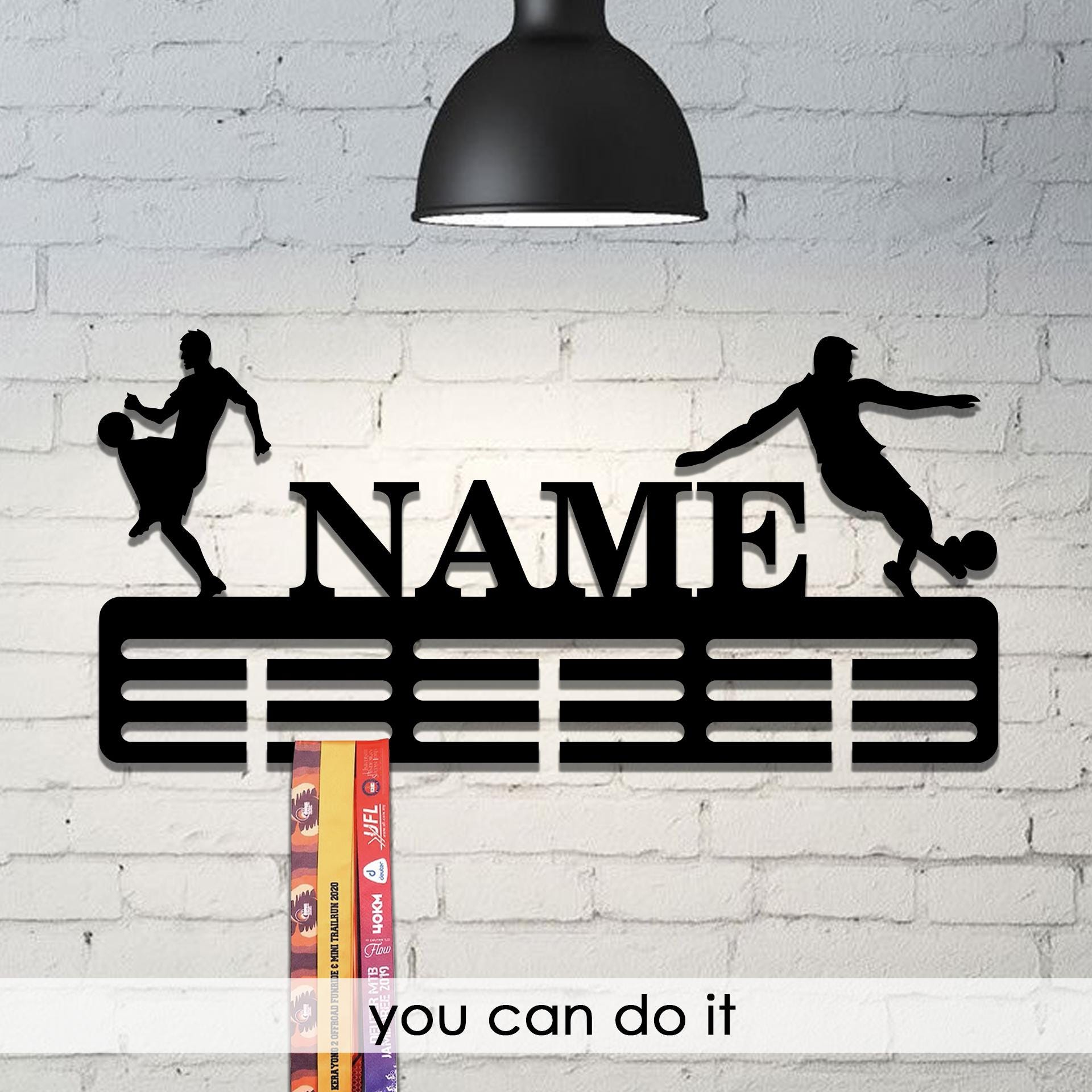 Soccer Medal Hanger With Name, Custom Soccer Medal Holder, Football ...