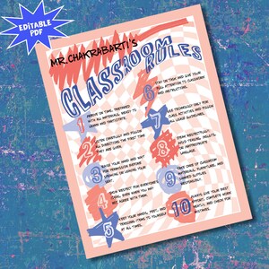 Printable Classroom Rules Chart - Instant Download Printable, Editable ...