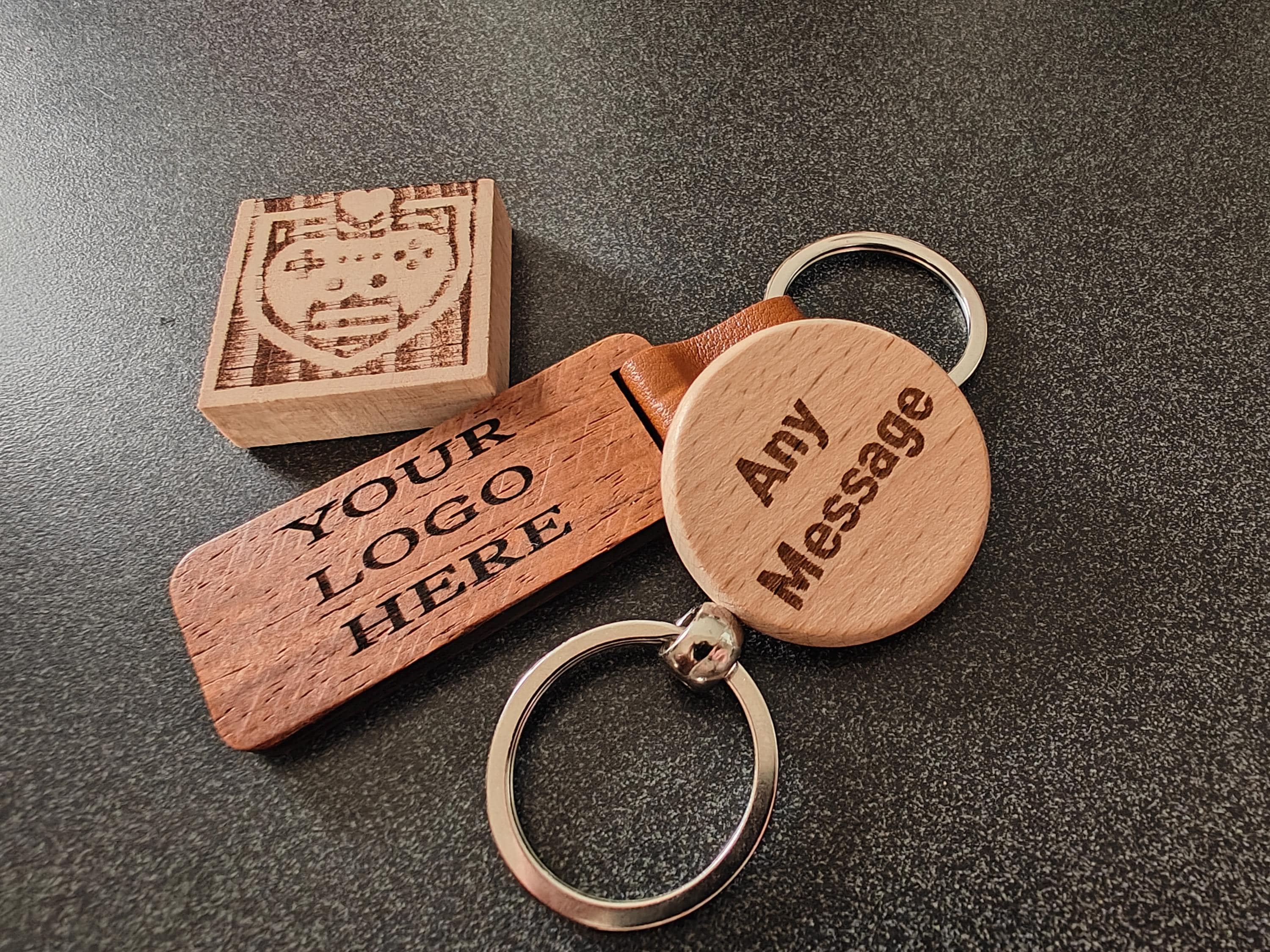 Custom Engraved Wooden Keychain – Personalized Message or Logo | Unique ...