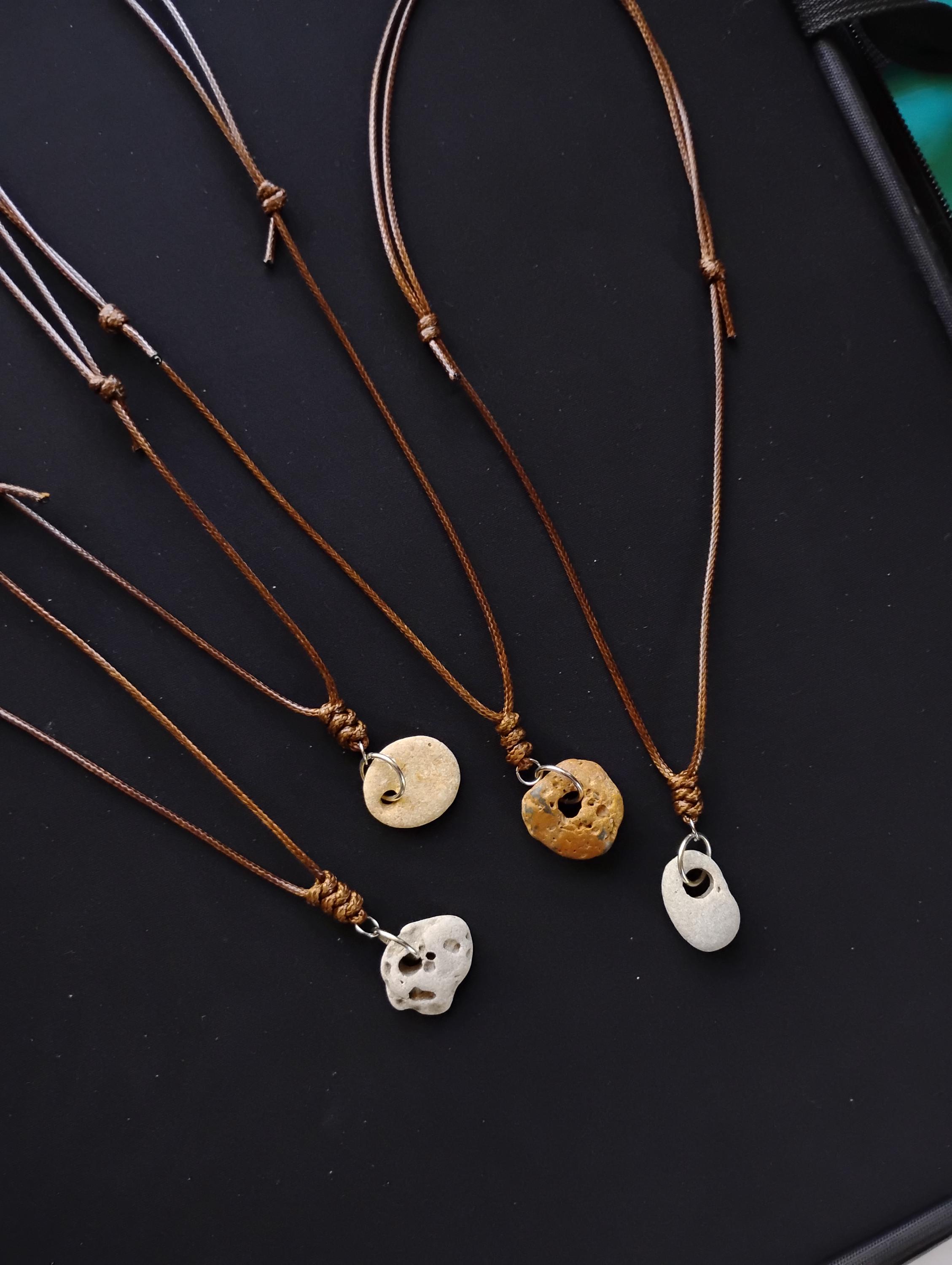Hag Stone Sacred Adjustable Brown Cord Necklace Holey Rare Beach Stone ...