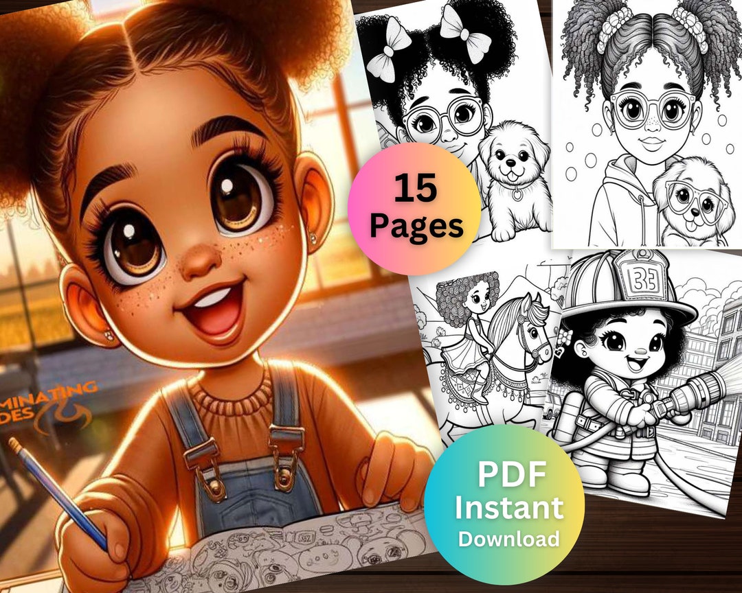 Kids Coloring Pages, Cute Black Girl Activity Coloring Page, Fairy ...