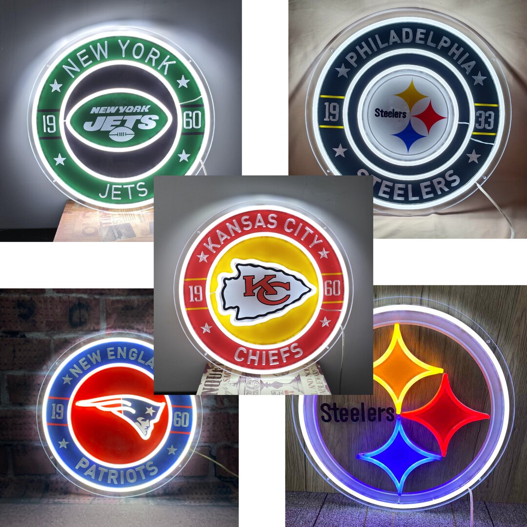 Custom American Football Neon Sign, American Football Team Logo Sign ...