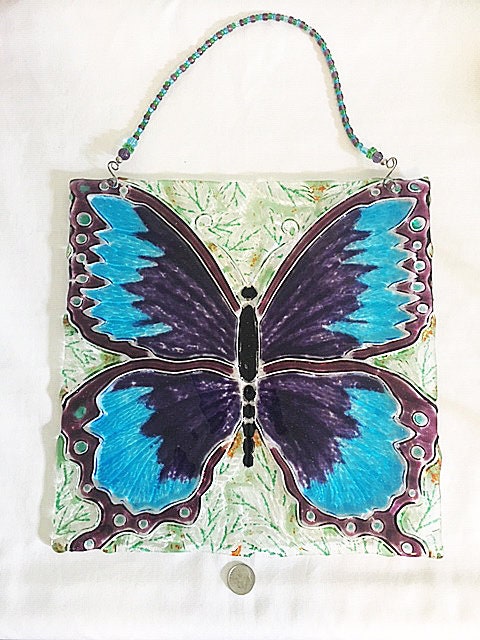 Fused Glass Butterfly, Window Display, Hanging, 10 X 10, Indoor ...
