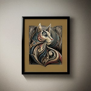 Abstract Cat | Animal | Digital Art Print | Wall Art | Digital Download ...