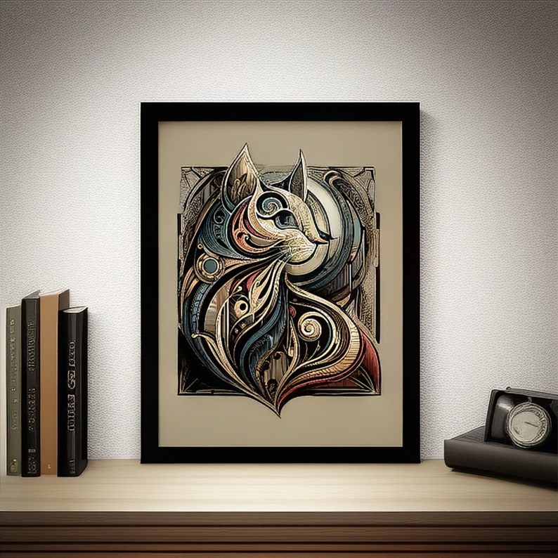 Abstract Cat | Animal | Digital Art Print | Wall Art | Digital Download ...