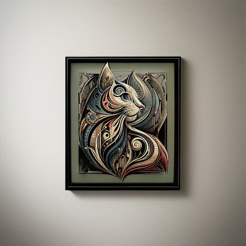 Abstract Cat Animal Digital Art Print Wall Art Digital Download Home ...