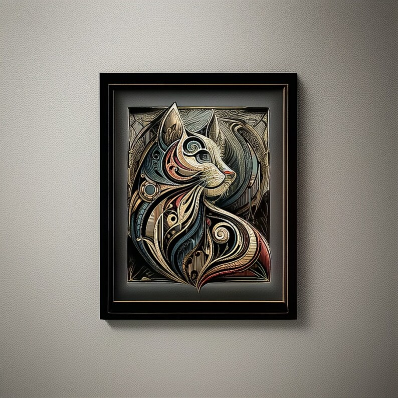 Abstract Cat | Animal | Digital Art Print | Wall Art | Digital Download ...