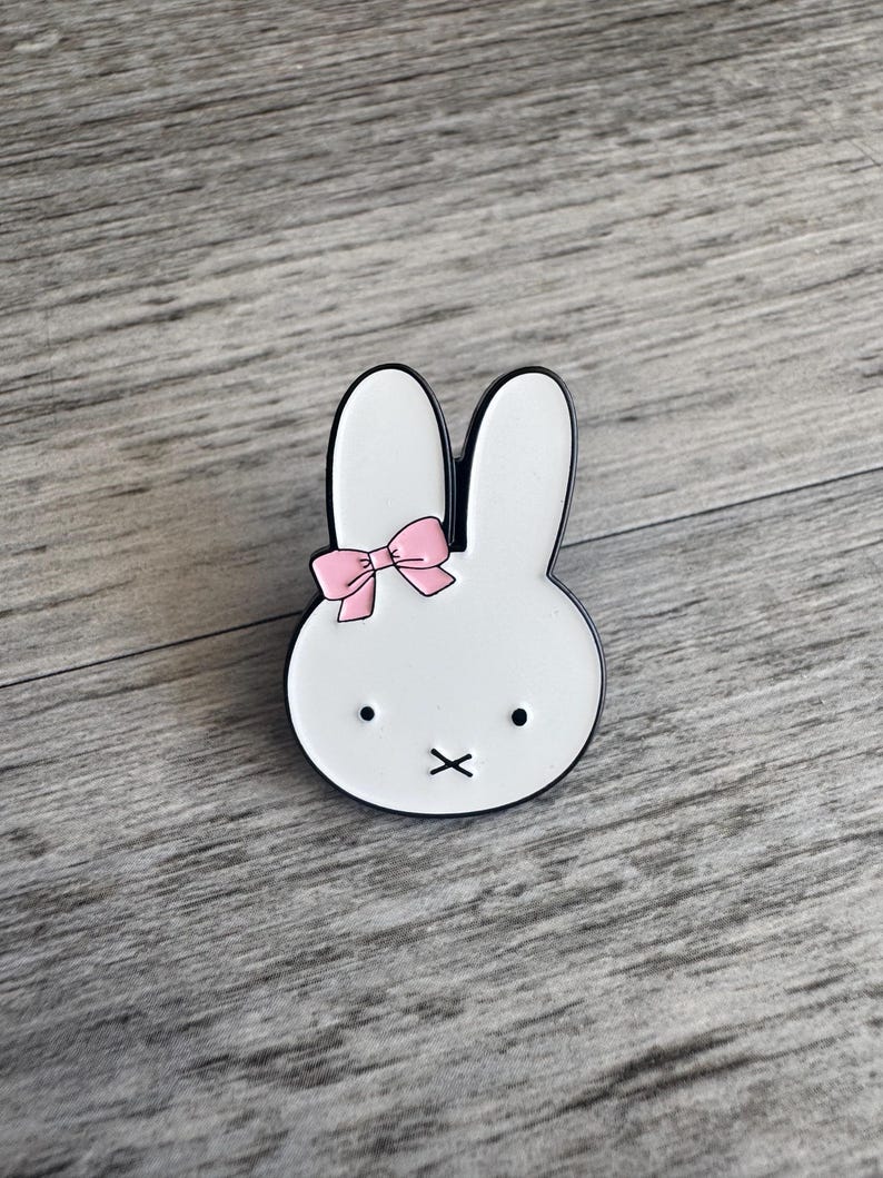 Pink Bow Miffy Bunny Enamel Pin - Etsy