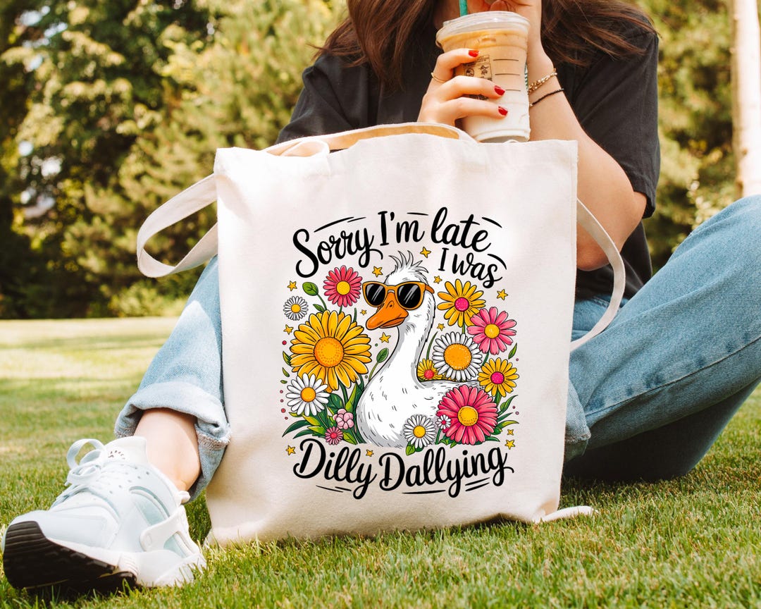 Funny Goose Flower Tote Bag, Sassy Goose Summer Tote Bag, Silly Goose ...
