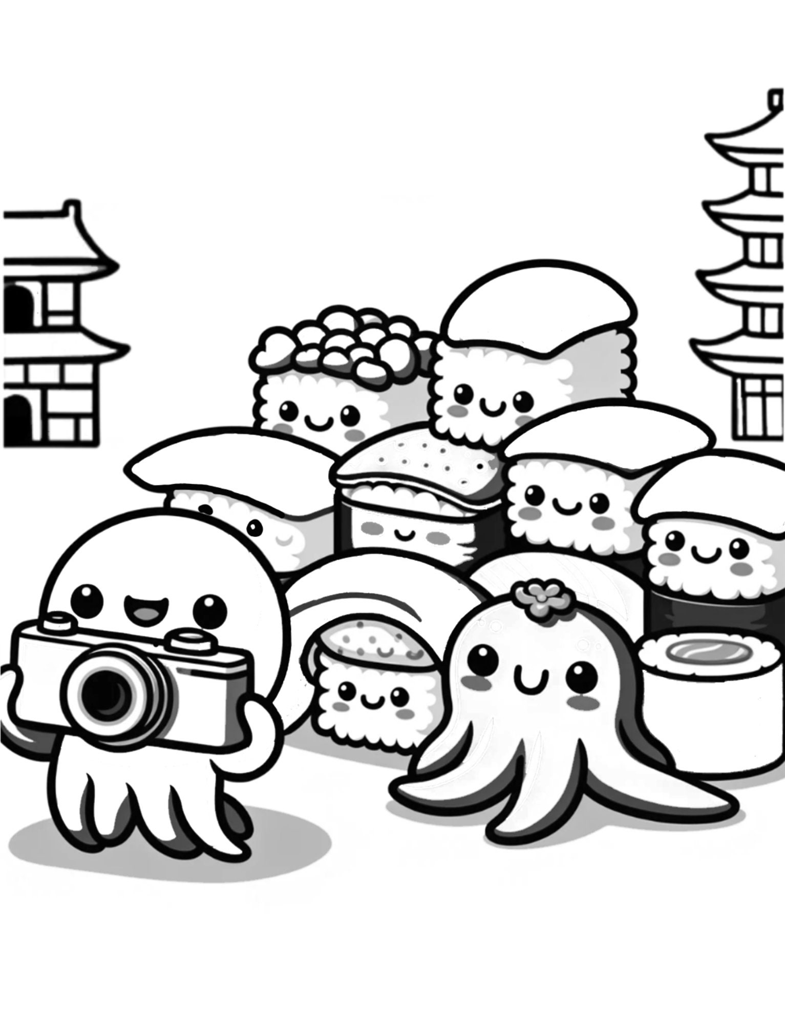 Food and Sushi Coloring Book | Bold and Easy , Food Coloring Pages ...