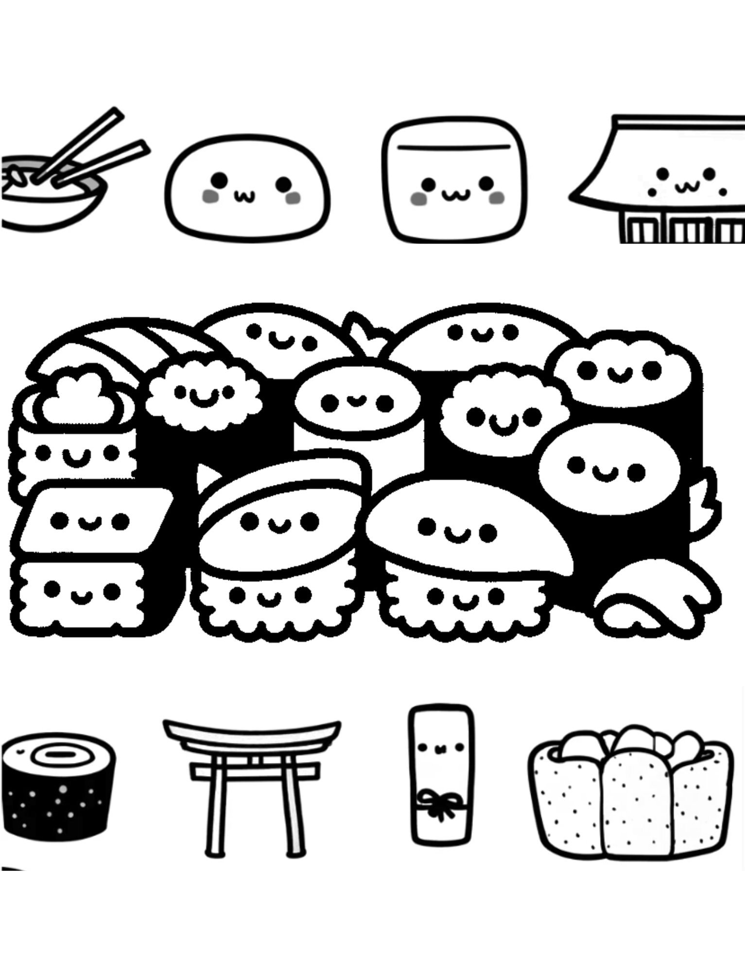 Food and Sushi Coloring Book | Bold and Easy , Food Coloring Pages ...