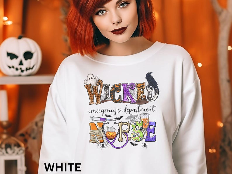 Halloween Wicked Emergency Department Nurse Sweatshirt. Cute ER ED ...