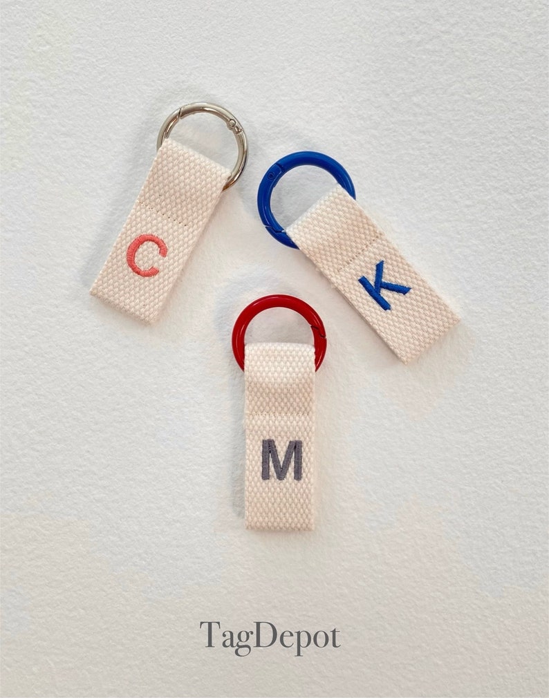Personalized Name Tag, Embroidery Name Tag, Initial Embroidery Key ...