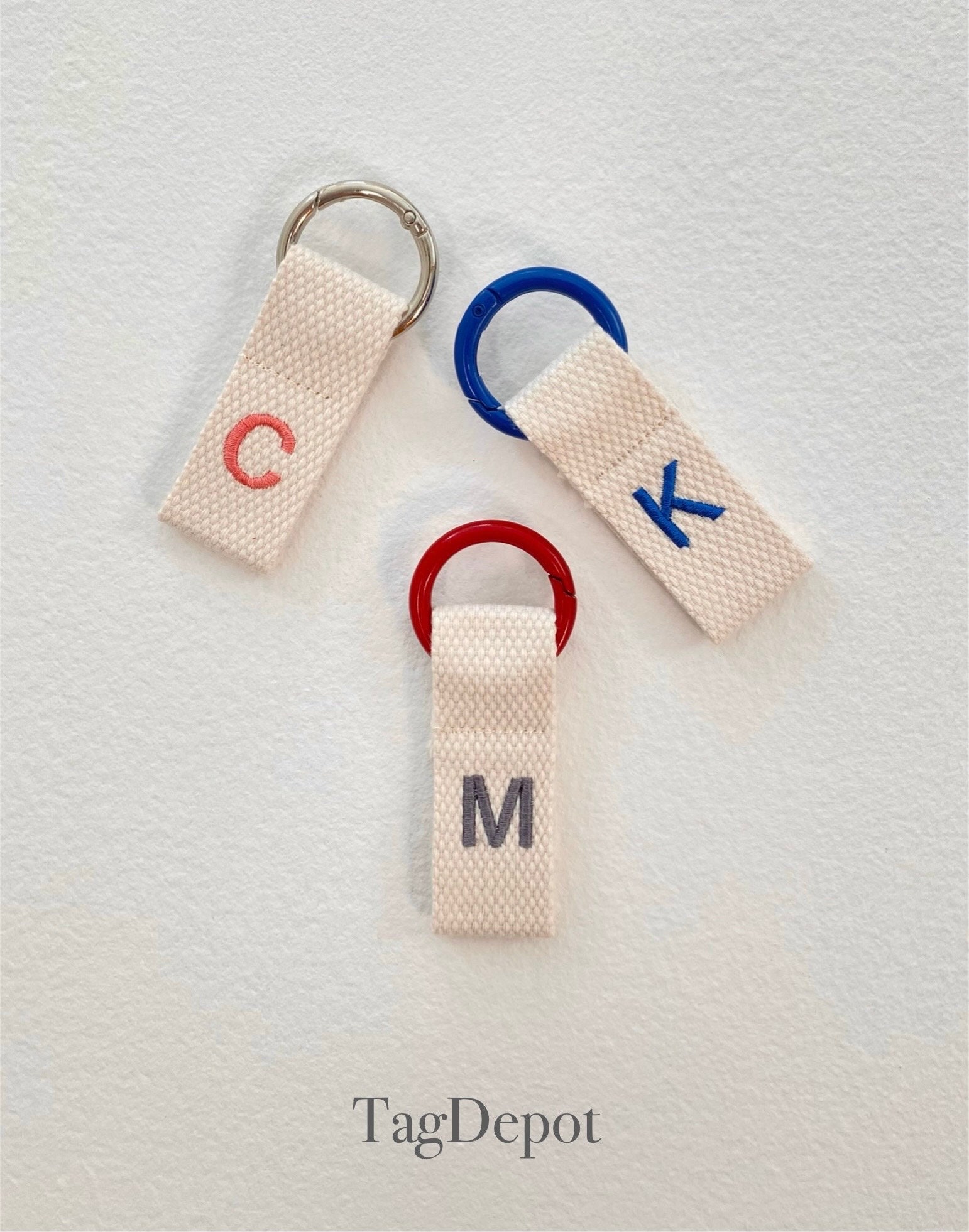 Personalized Name Tag, Embroidery Name Tag, Initial Embroidery Key ...