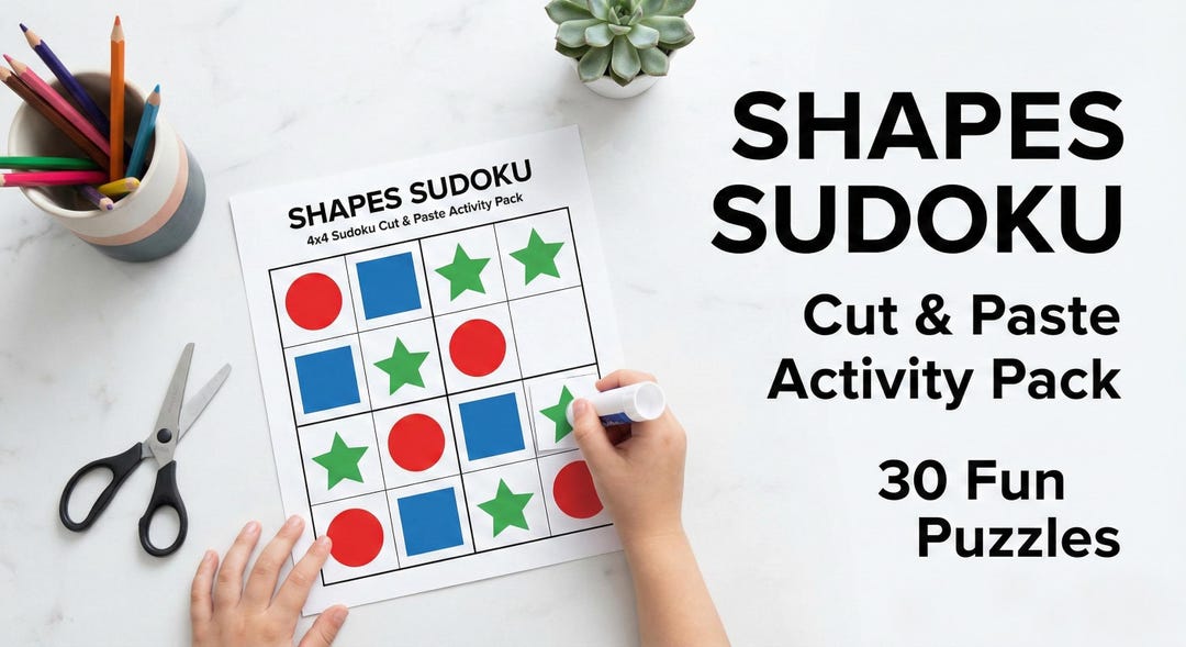 Cut and Paste Sudoku for Kids | Montessori Logic Puzzles | Preschool ...