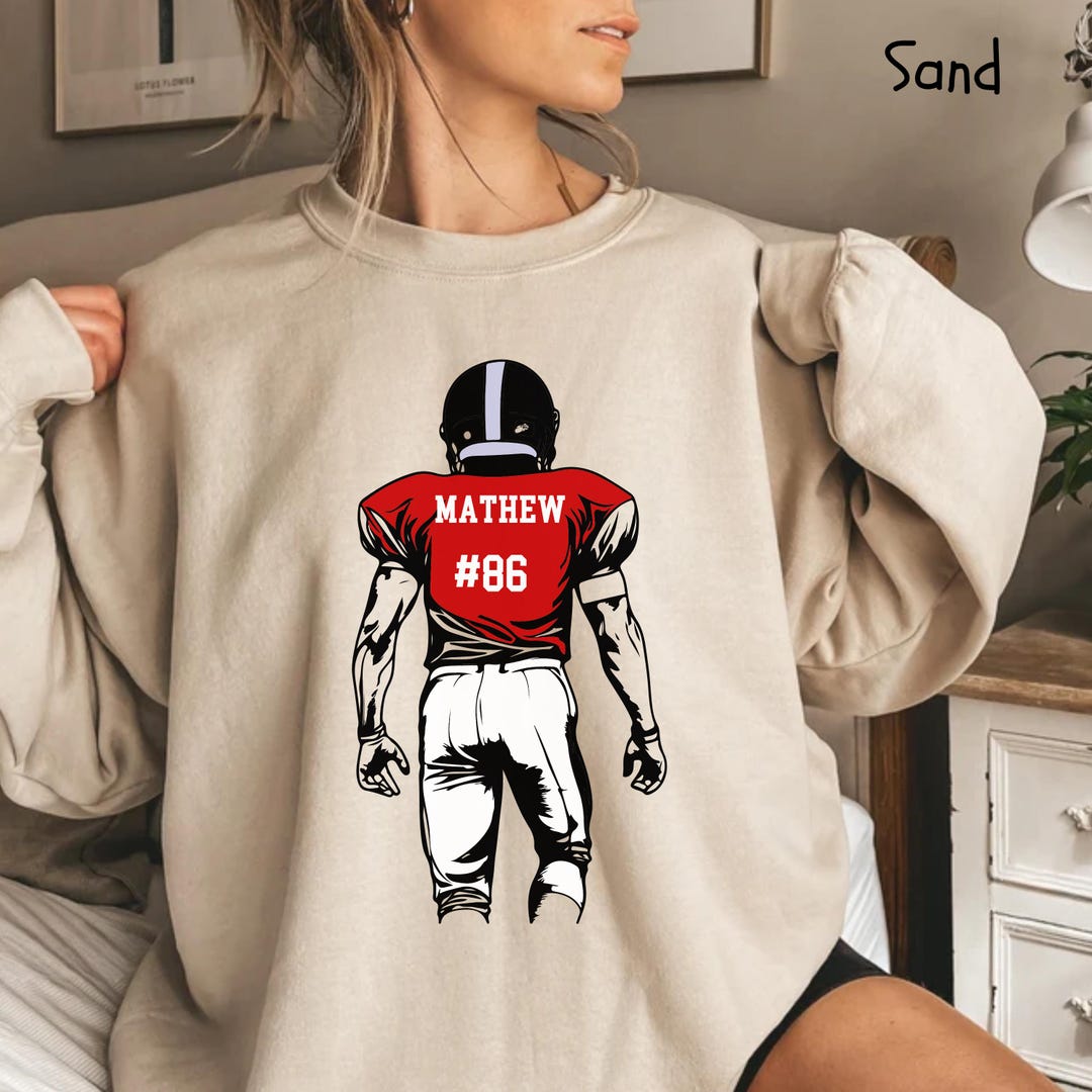 Custom Football Sweatshirt, Name and Number Football Game Day Shirt ...