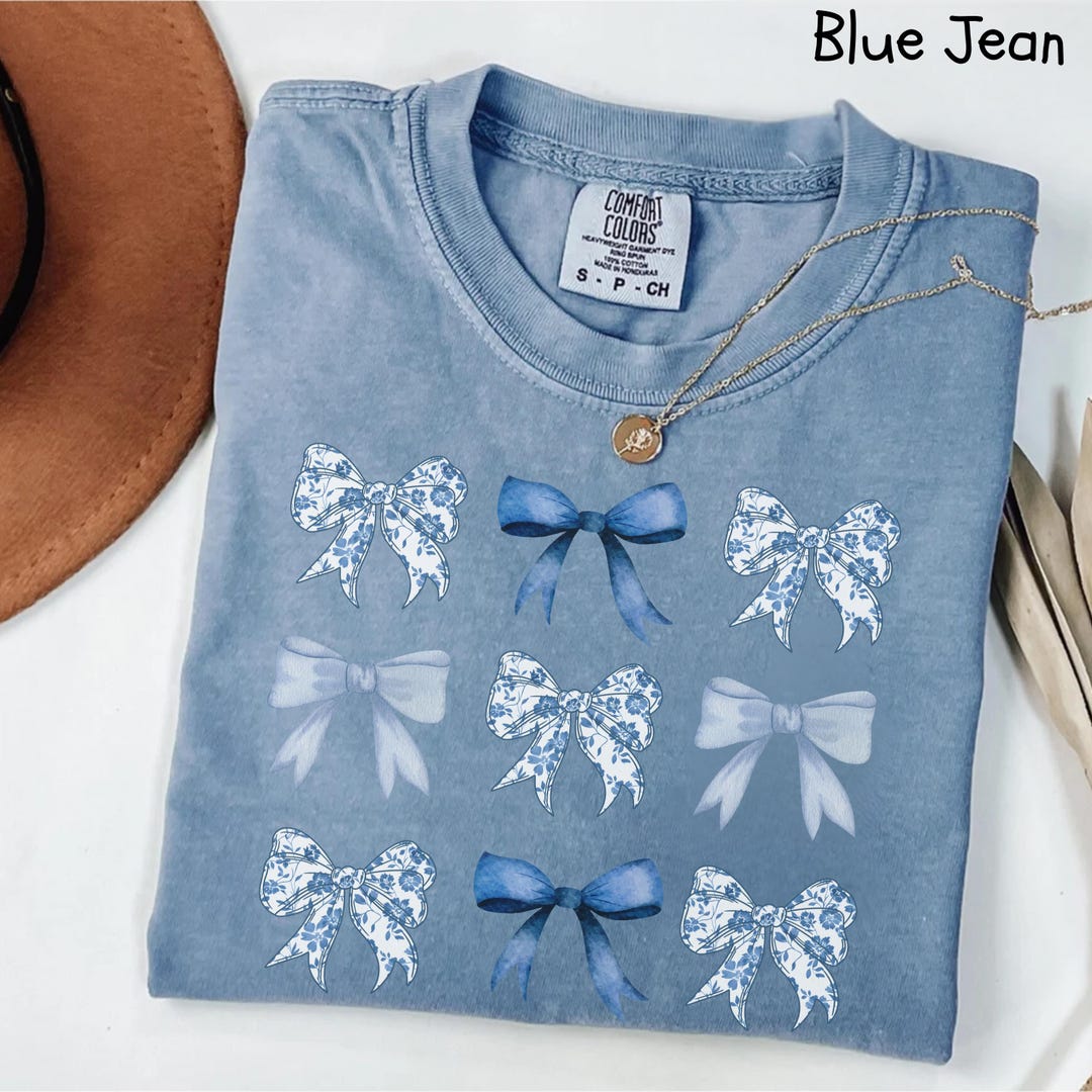 Comfort Colors® Toile Bow Shirt, Cute Ribbon Shirt, Girly Girl ...