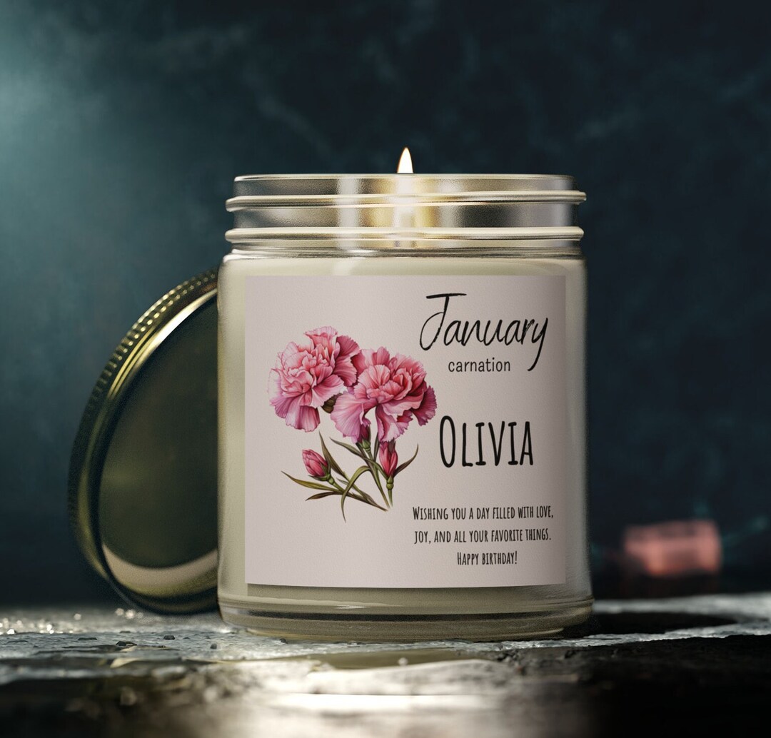 Birth Flower Gift Candle, Personalised Birthday Gift for Friend ...