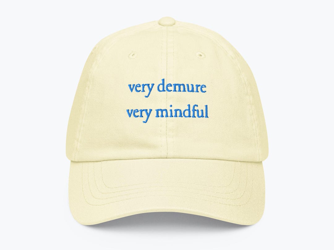 Very Demure, Very Mindful Embroidered Pastel Baseball Hat - Etsy