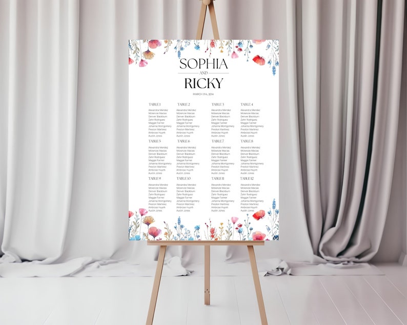 Editable Wedding Seating Chart Sign, Seating Chart for Wedding Template ...