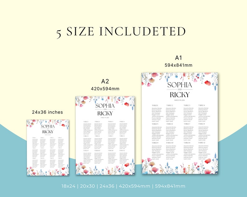 Editable Wedding Seating Chart Sign, Seating Chart for Wedding Template ...