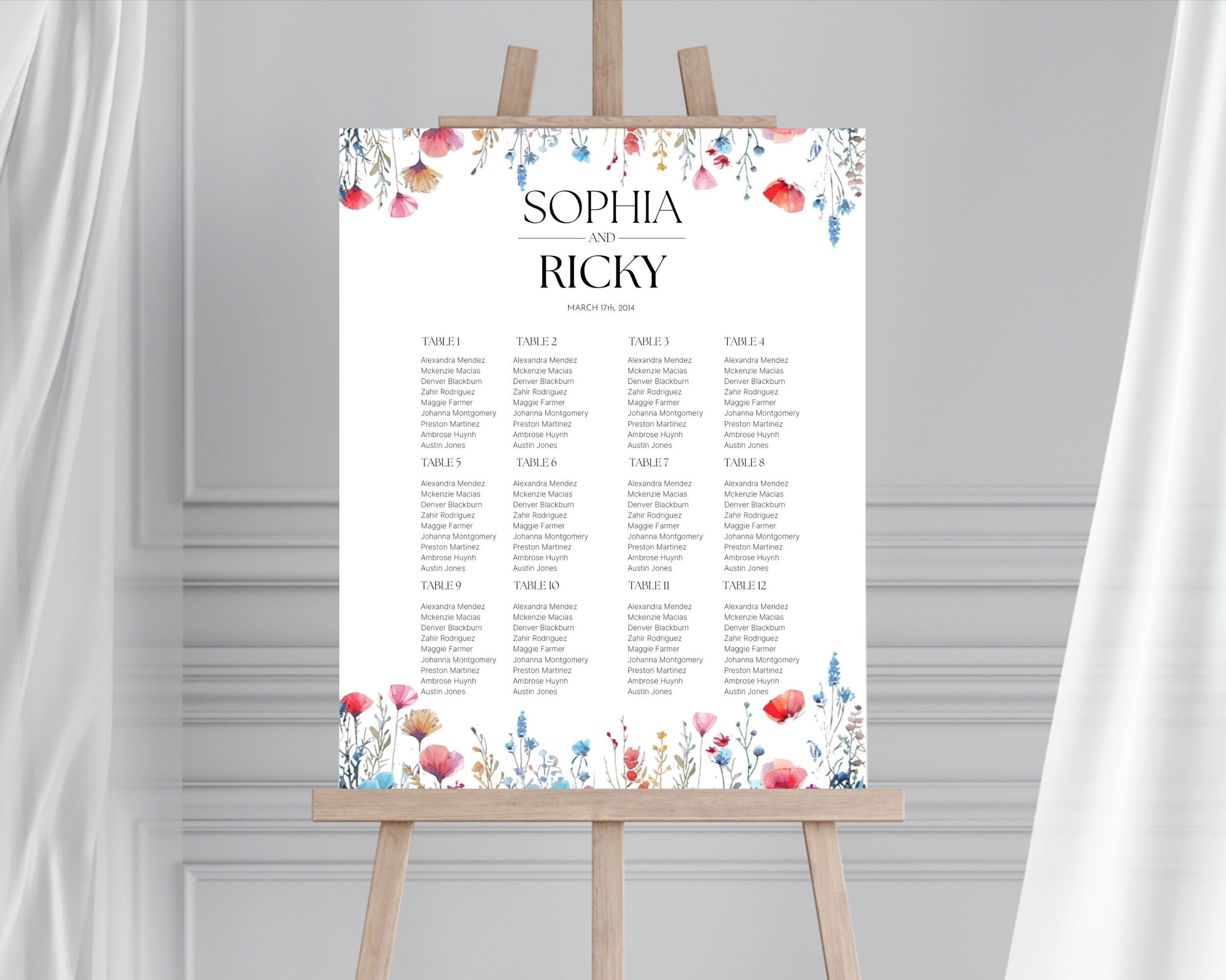Editable Wedding Seating Chart Sign, Seating Chart for Wedding Template ...