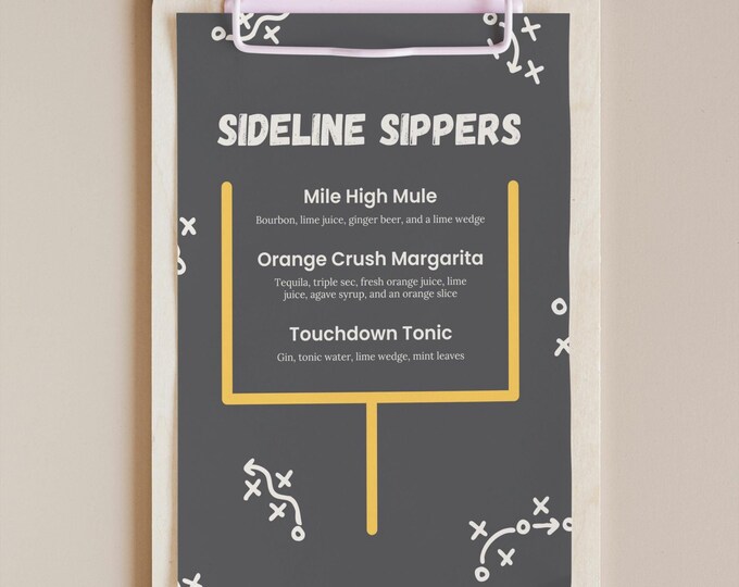 Football-themed 01 Digital Cocktail Menu Template | Editable Game Day ...