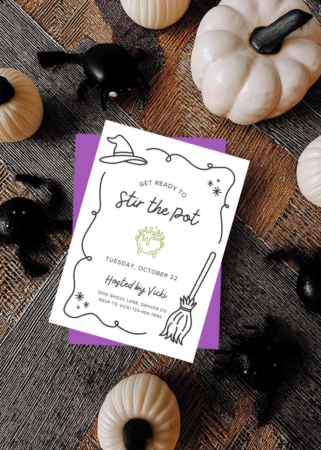 Customizable Halloween Witch Theme Party Invitation | Digital Download ...