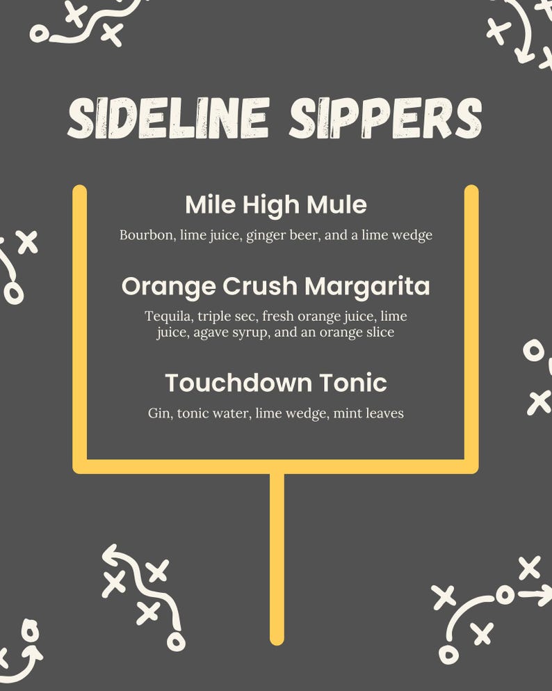 Football-themed 01 Digital Cocktail Menu Template | Editable Game Day ...