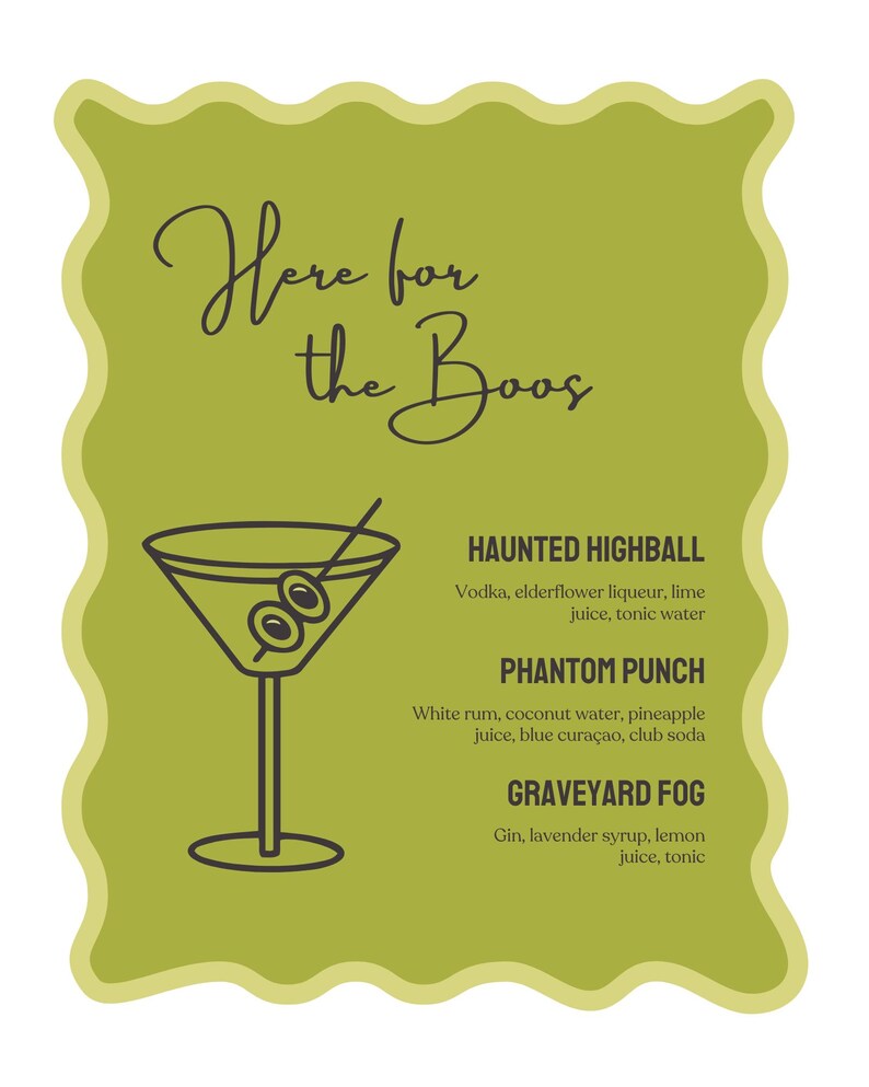 Halloween Boos Bar Sign Template, Halloween Theme Party, Editable ...