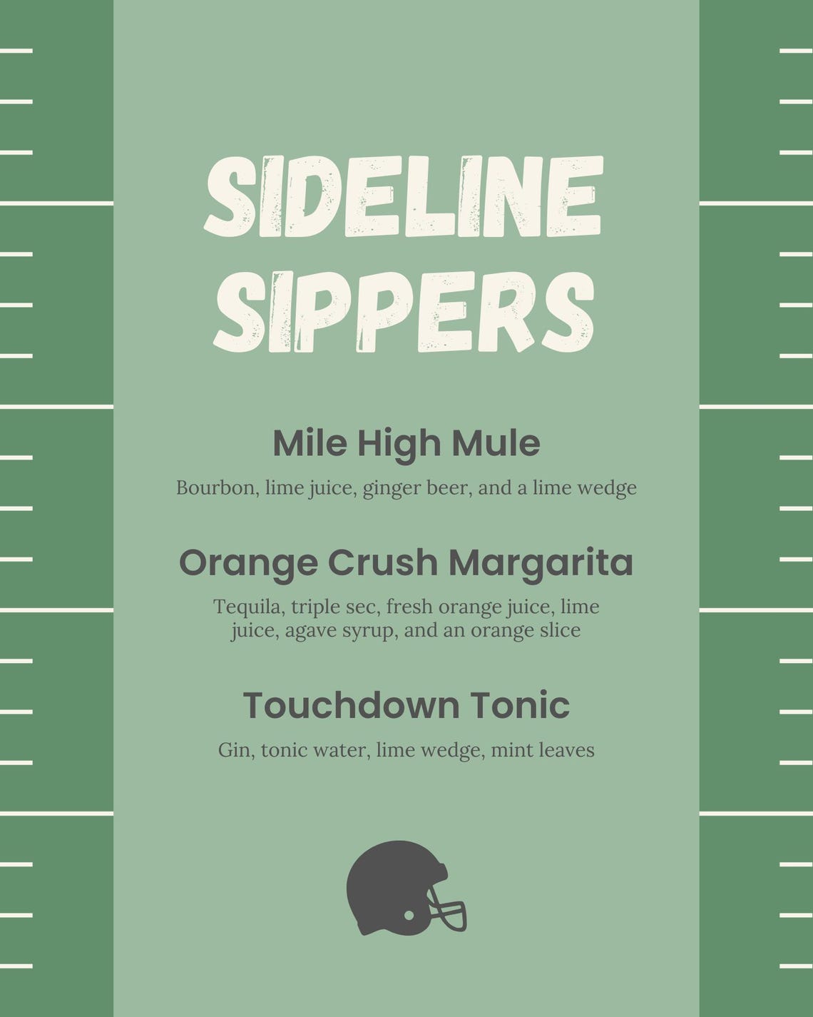 Football-themed 03 Digital Cocktail Menu Template | Editable Game Day ...