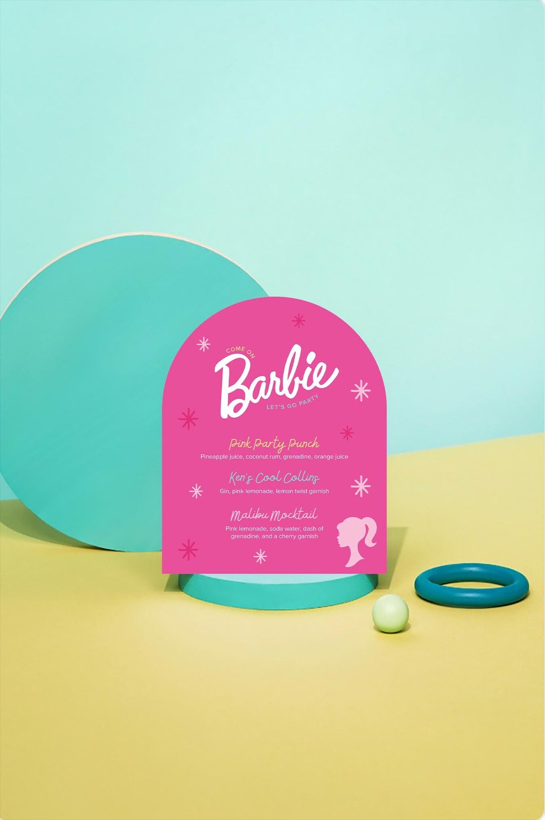Barbie Theme 01 Cocktail Menu Canva Templates | Editable Menu | Digital ...