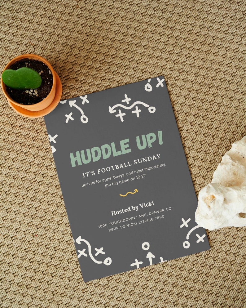 Football-themed 03 Digital Party Invitation Template | Editable 5x7 ...