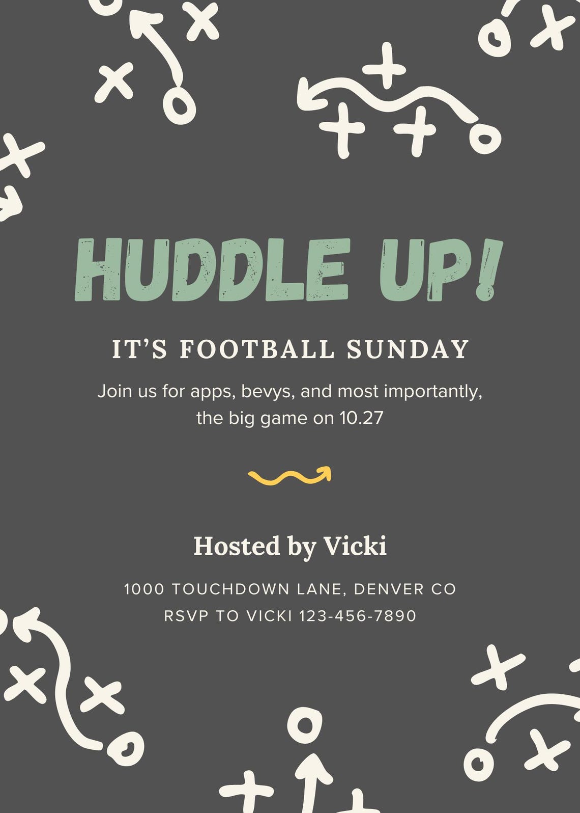 Football-themed 03 Digital Party Invitation Template | Editable 5x7 ...