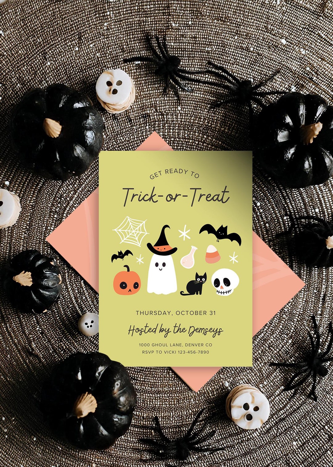 Customizable Halloween Characters Theme Party Invitation | Digital ...