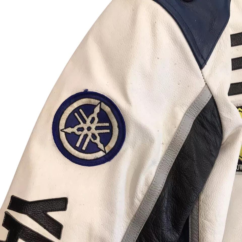 Vintage Leather Jacket Men Yamaha Racing Leather Jacket Genuine Cowhide ...