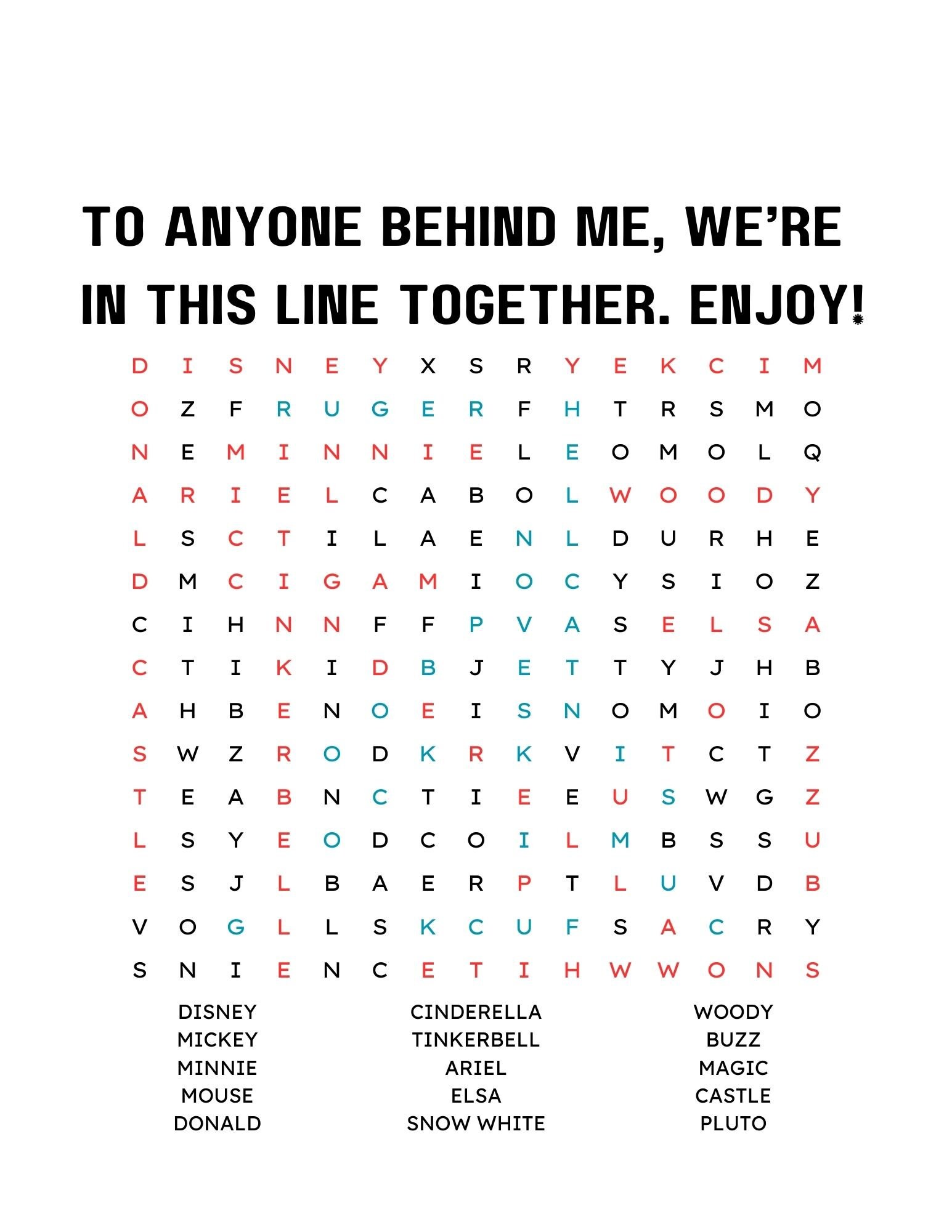 Interactive Disneyland Park Wordsearch SVG, PNG Clean and Dirty Options ...