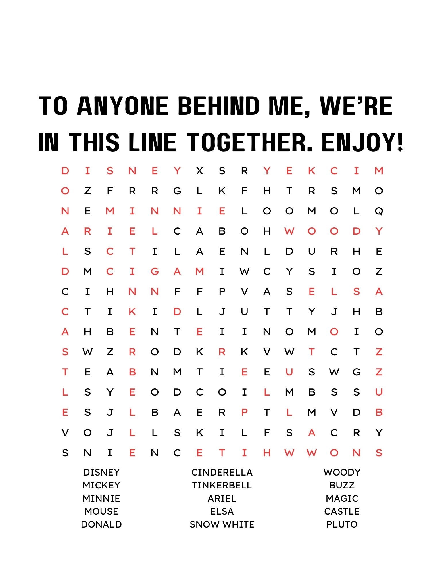 Interactive Disneyland Park Wordsearch SVG, PNG Clean and Dirty Options ...