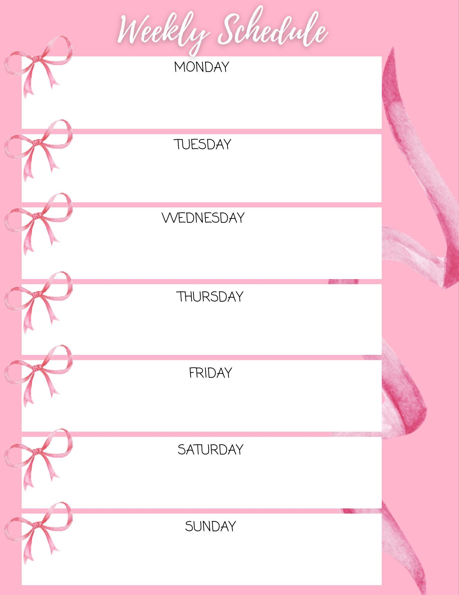 Weekly Schedule - Etsy