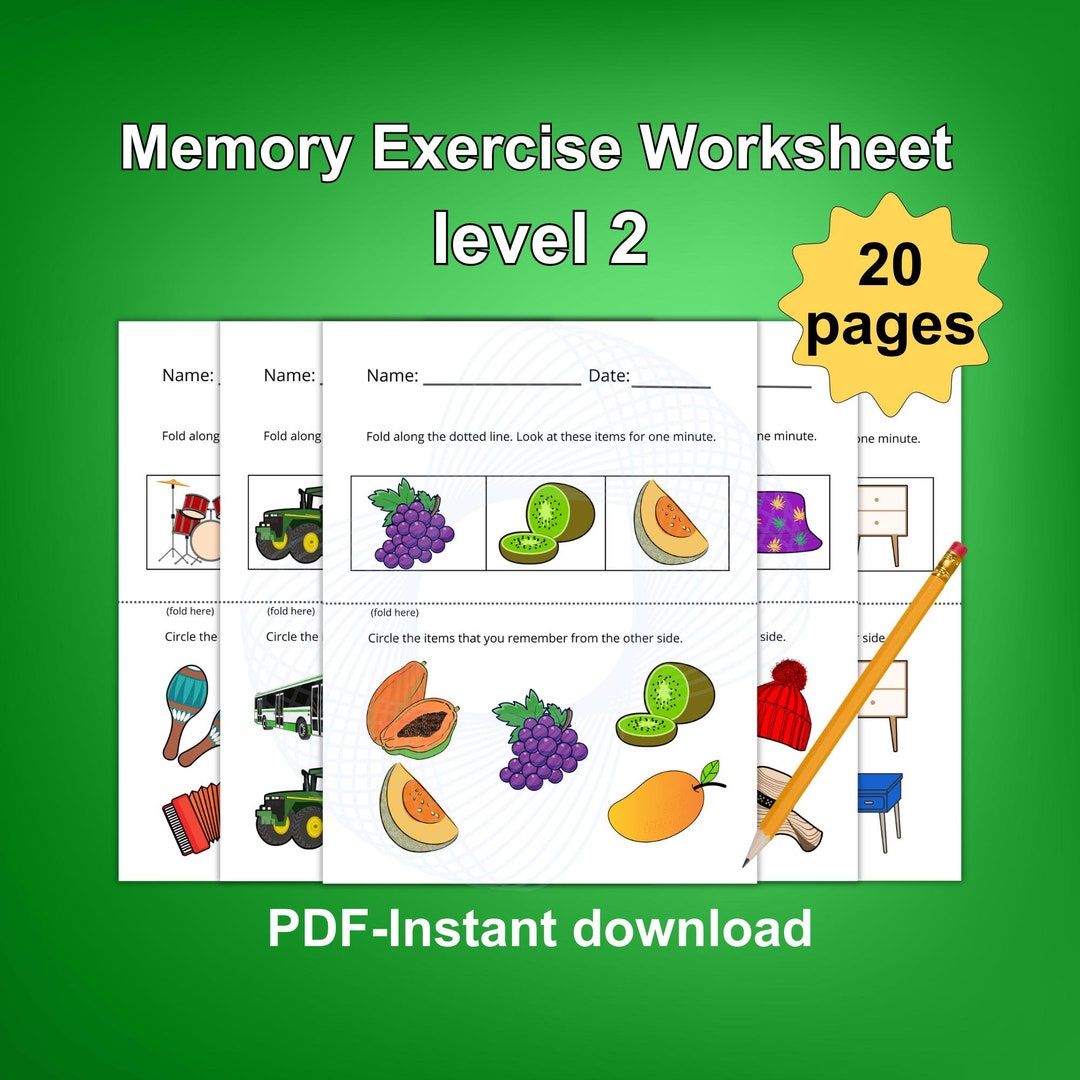 Memory Exercise Worsheet Senior Mental Memory Challenges Cognitive Skills Alzheimer Printable ...