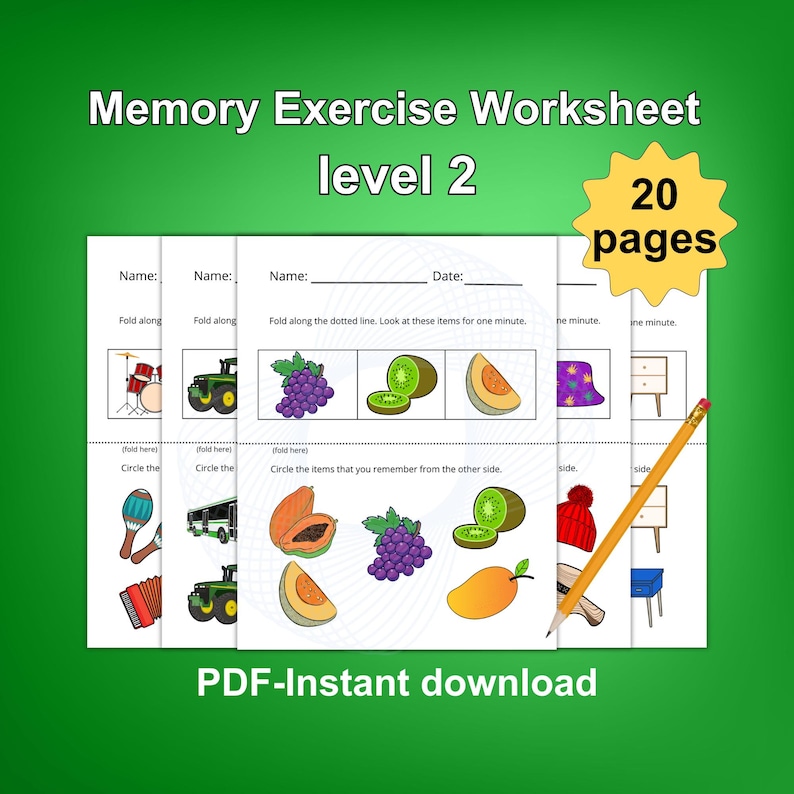 Memory Exercise Worsheet Senior Mental Memory Challenges Cognitive ...