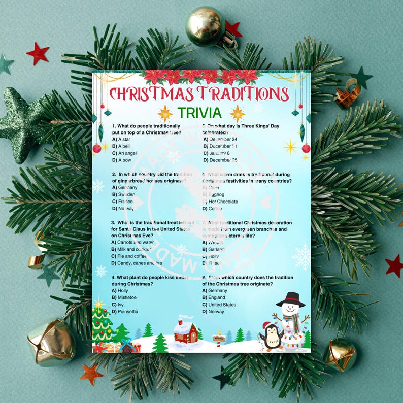 Christmas Trivia Game Printable Holiday Party Games Christmas Family ...