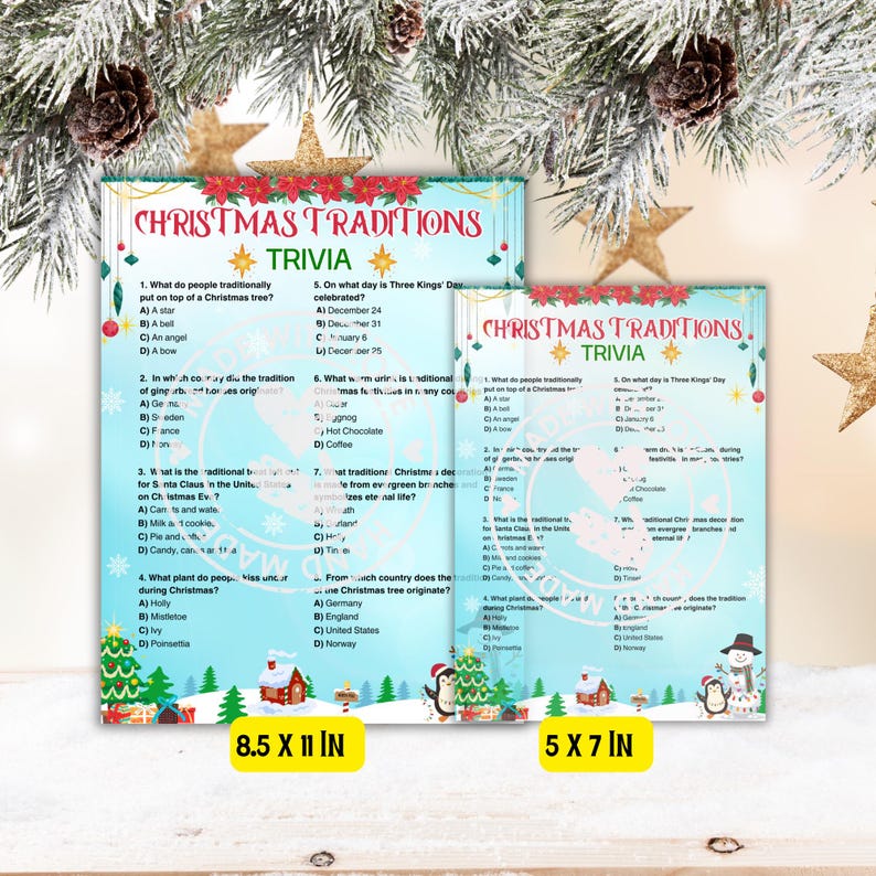 Christmas Trivia Game Printable Holiday Party Games Christmas Family ...