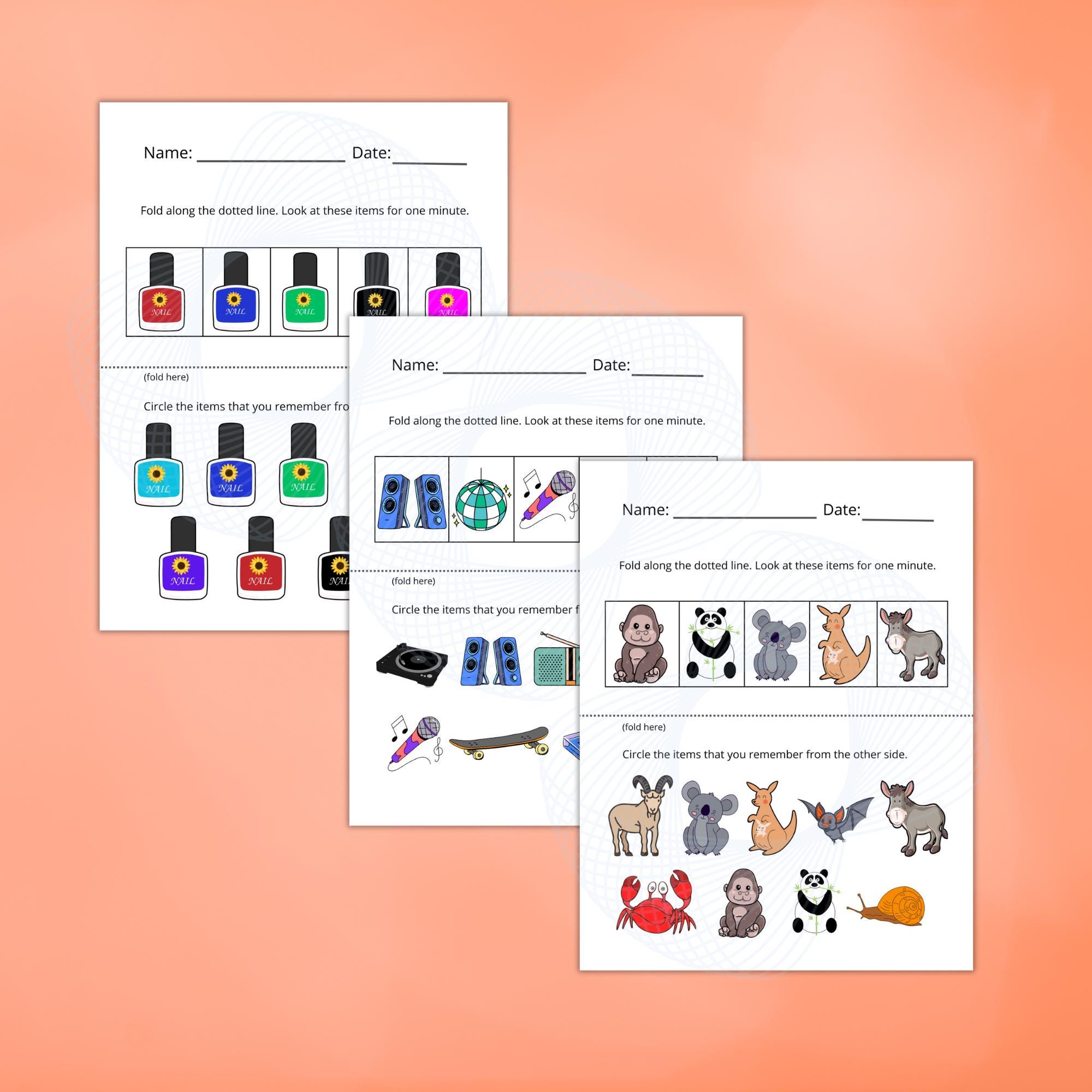 Memory Exercise Worksheet Level Third Alzheimer Family Game Night ...