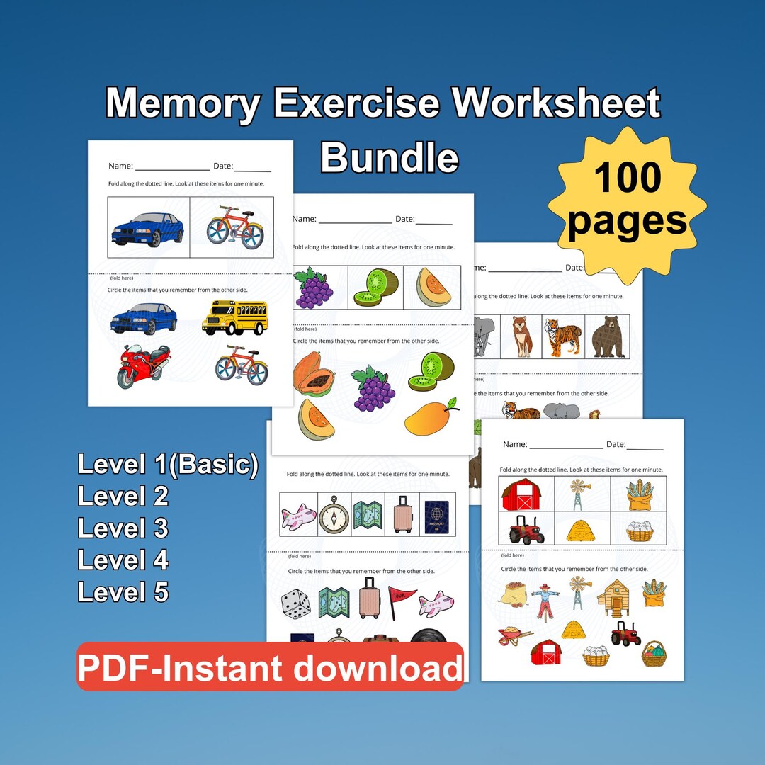 Memory Exercise Worksheet Bundle Dementia Activities Cognitive ...
