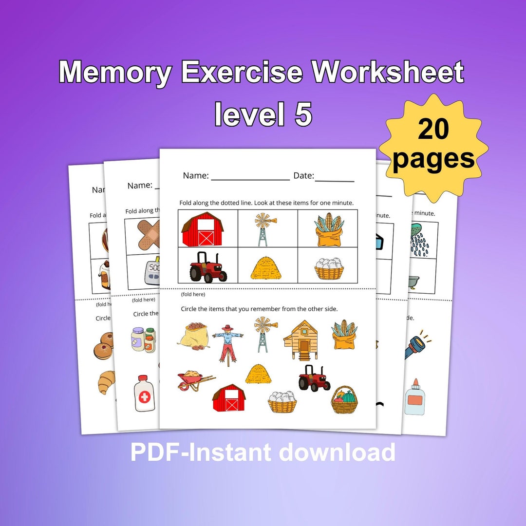 Memory Exercise Worksheet Level 5 Cognitive Stimulation Dementia ...