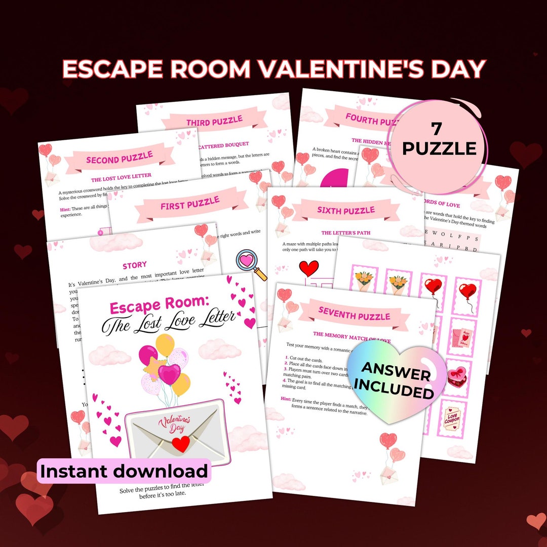 Escape Room Valentine's Day Couples Games Valentine Puzzle Date Night ...