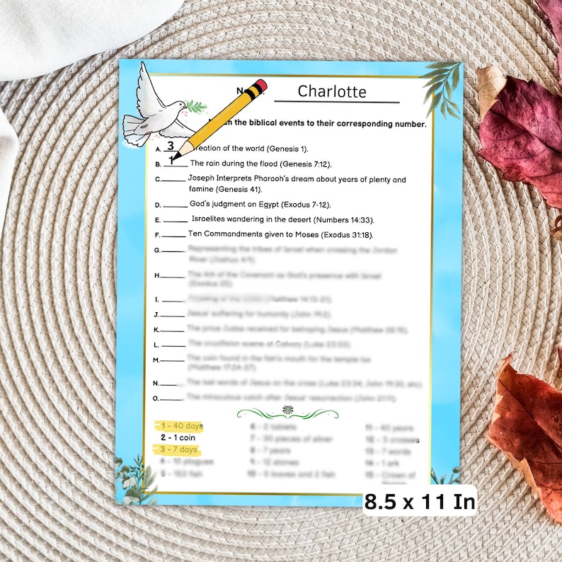 Biblical Match Activity Bible Worksheets for Adults Knowledge Christian ...