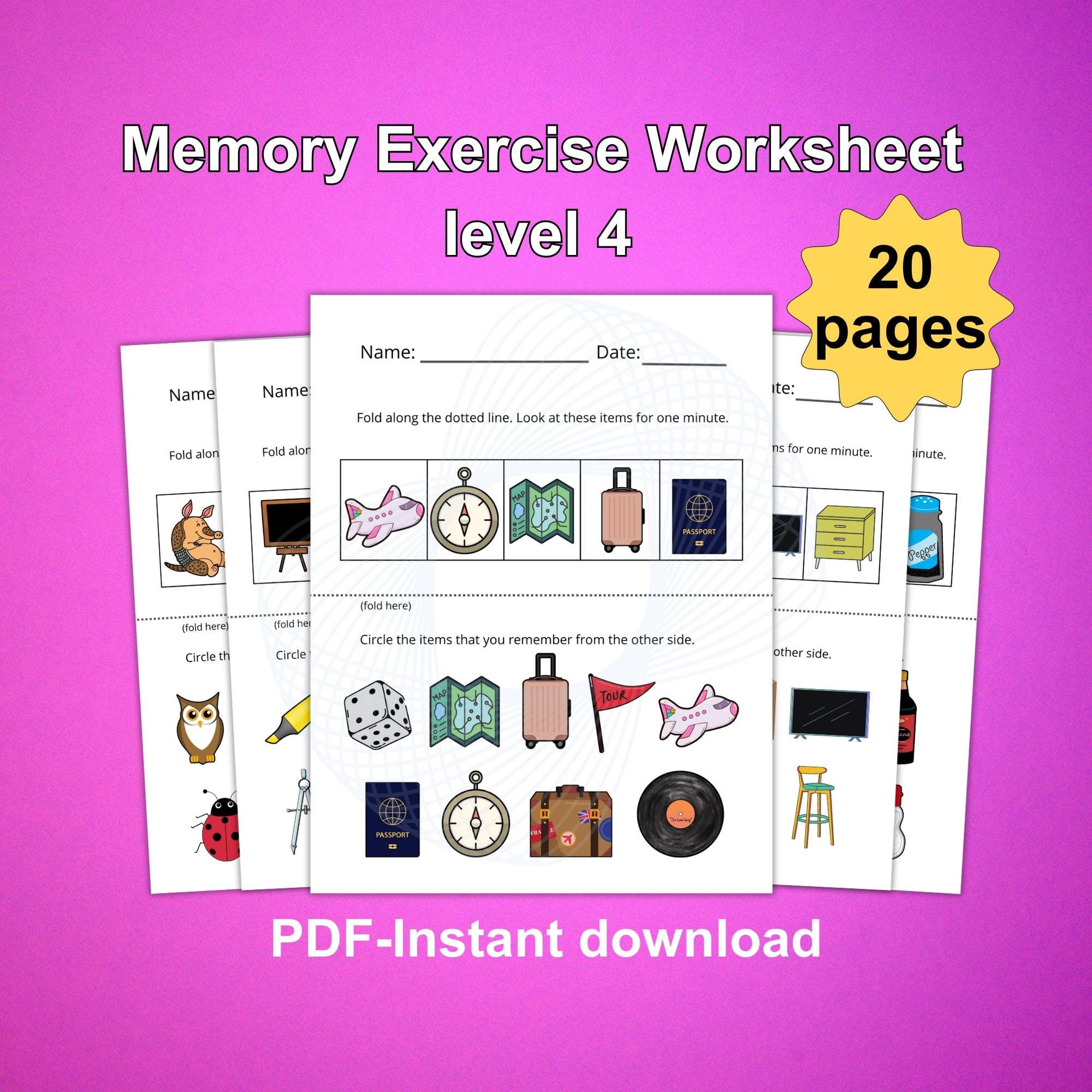 Memory Exercise Worksheet Level Third Alzheimer Family Game Night ...