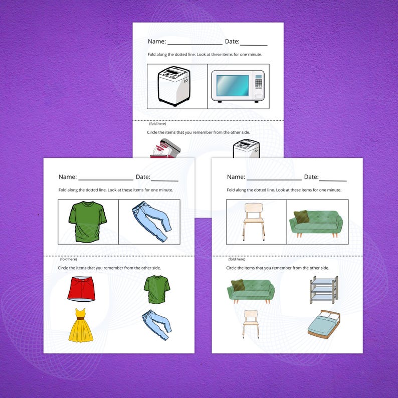 Memory Exercise Worksheet Dementia Activities Cognitive Worksheets ...